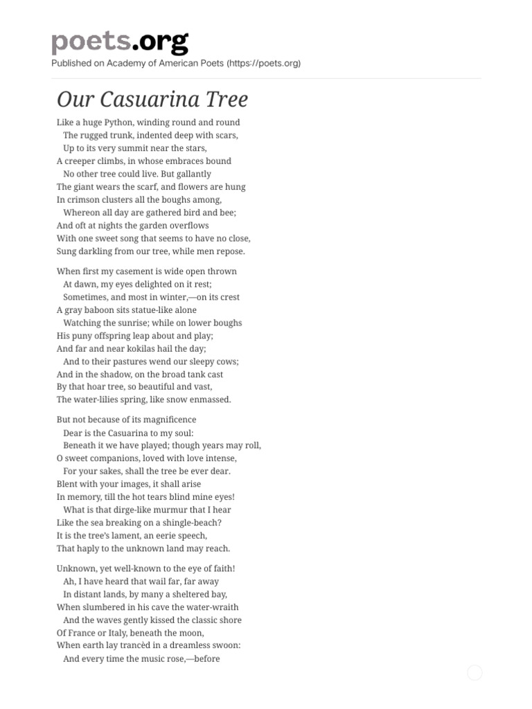 Our Casuarina Tree by Toru Dutt | PDF