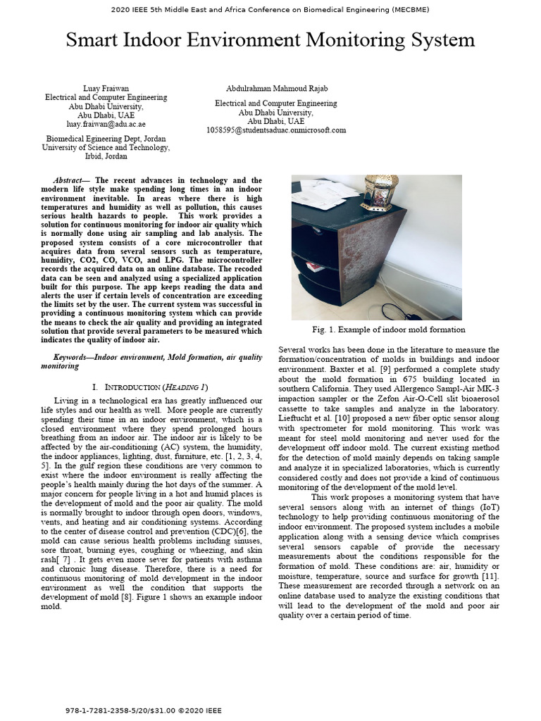 08 Smart Indoor Environment Monitoring System | PDF | Sensor | Mold