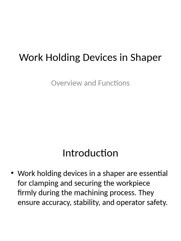Work Holding Devices in Shaper Machines | PDF