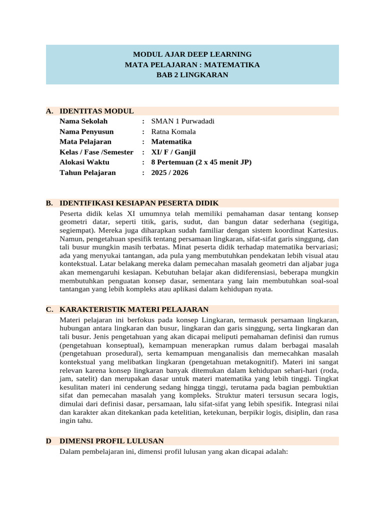 Modul Bab 2 Lingkaran | PDF