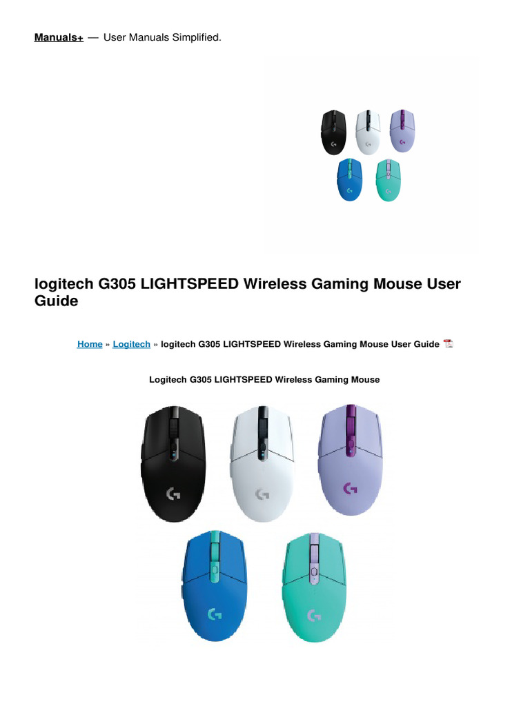 g305 Lightspeed Wireless Gaming Mouse Manual | PDF | Computing | Software