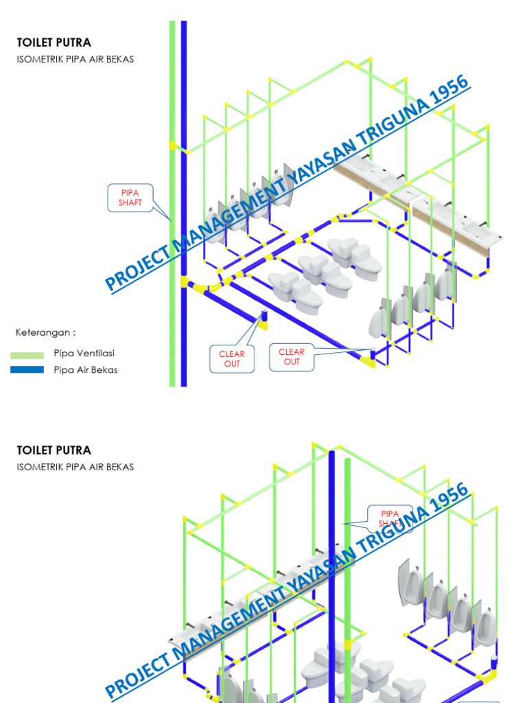 Isometrik Pipa Air dan Ventilasi Toilet | PDF