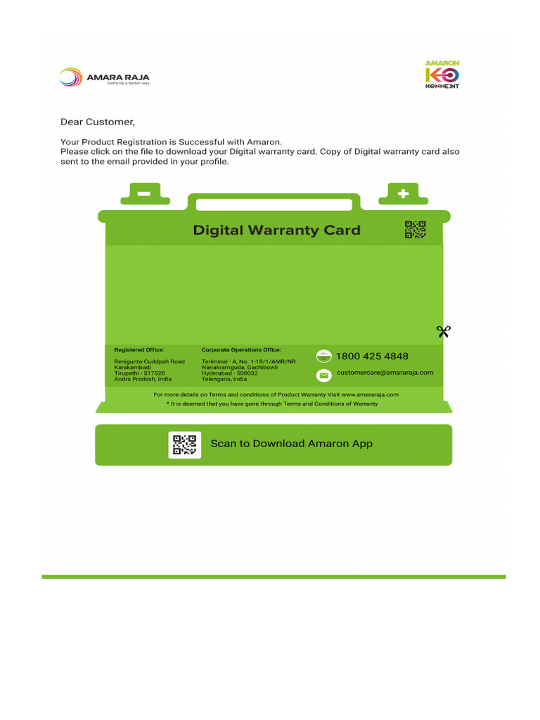Warranty Card Car Battery | PDF