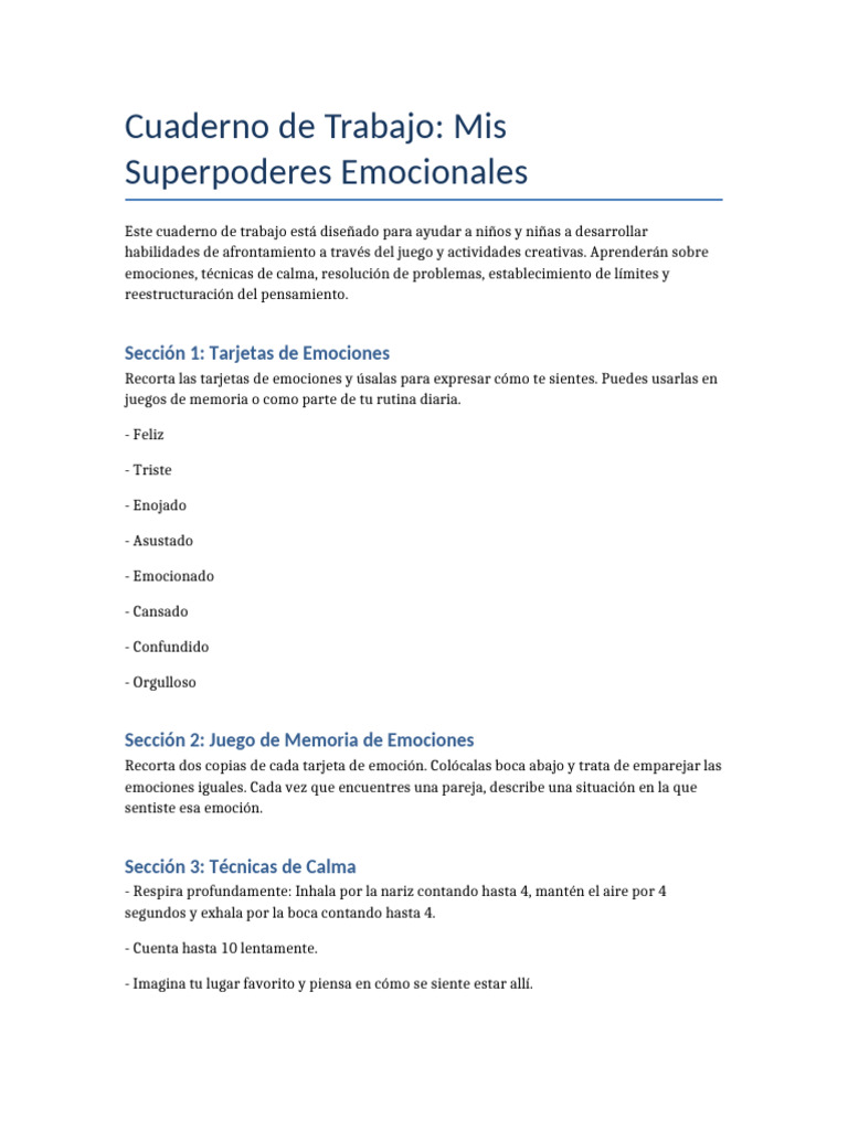 Cuaderno Superpoderes Emocionales | PDF