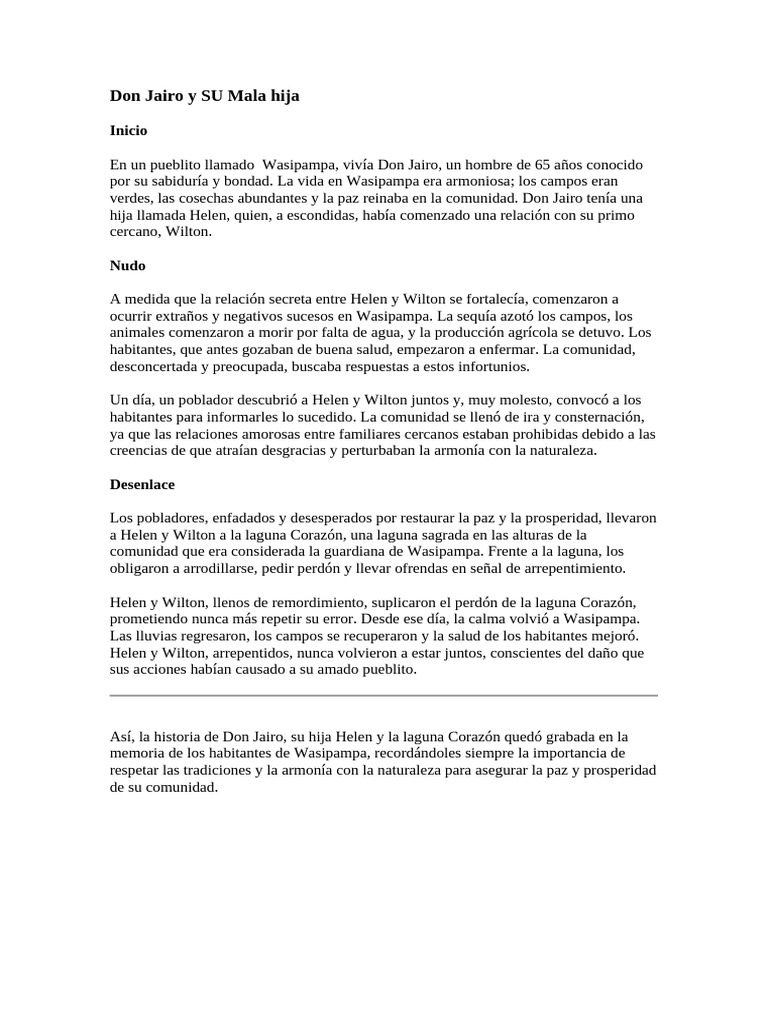 Cuento: Don Jairo y SU Mala Hija | PDF