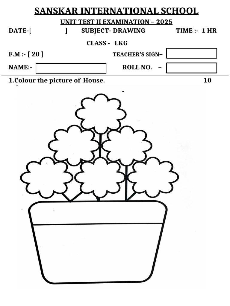 LKG Drawing Exam Paper 2025 | PDF
