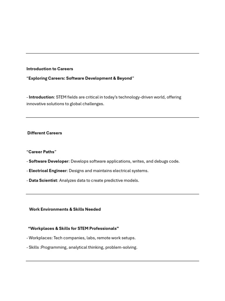 Introduction To Careers Exploring Careers: Software Development ...