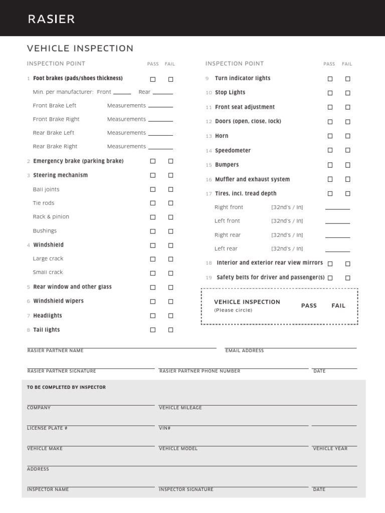 Uber TNC Inspection Form v9 | PDF | Brake | Vehicles
