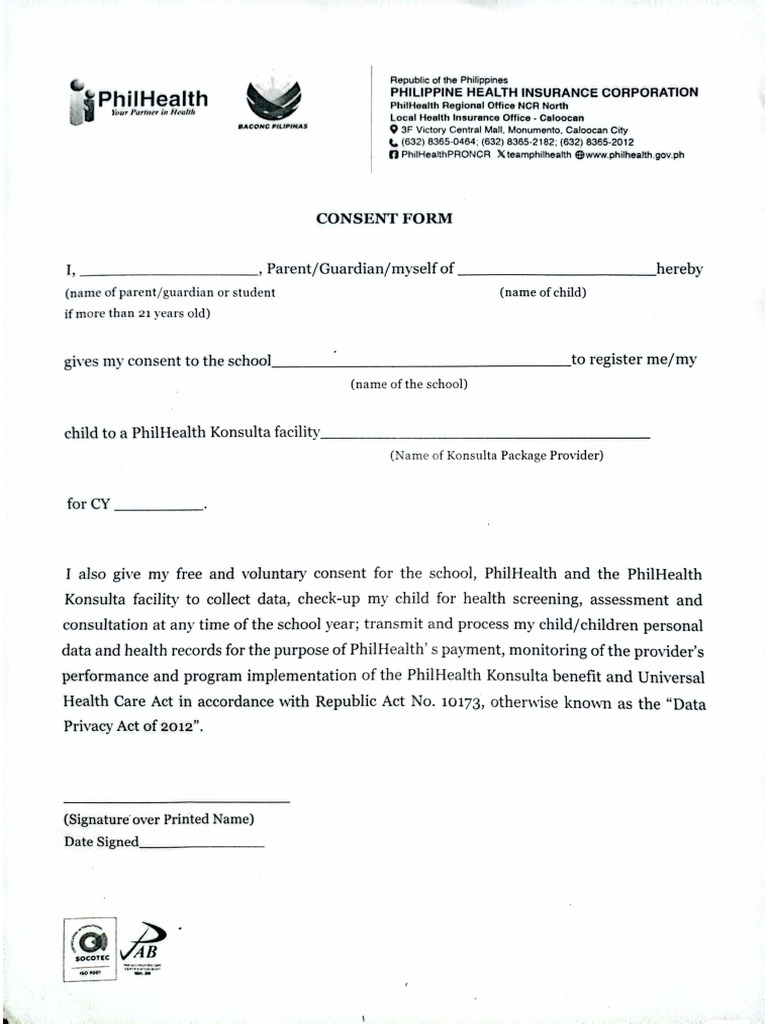 PhilHealth Consent Form | PDF