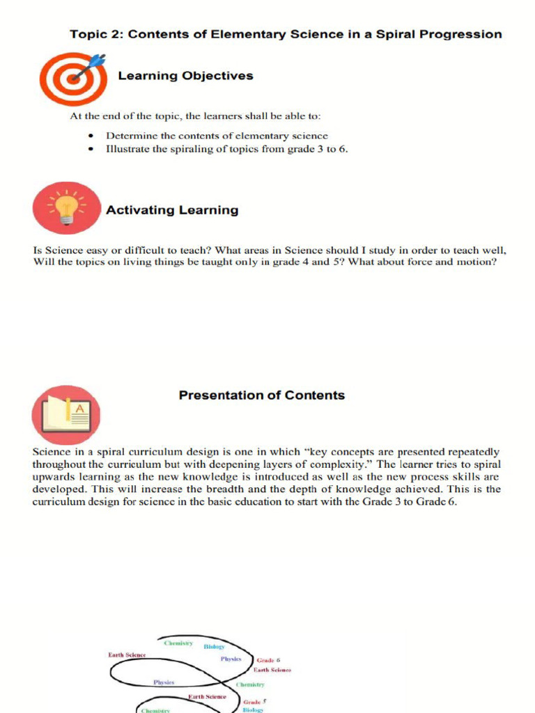 Contents of Elementary Science in A Spiral Progression | PDF