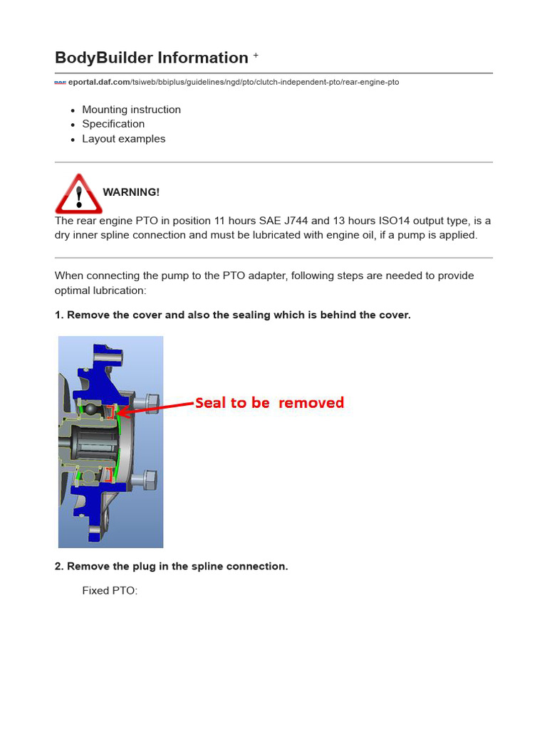 DAF - BodyBuilder Information ⁺ - Rear engine PTO - XD-XF-XG-XG⁺ | PDF ...