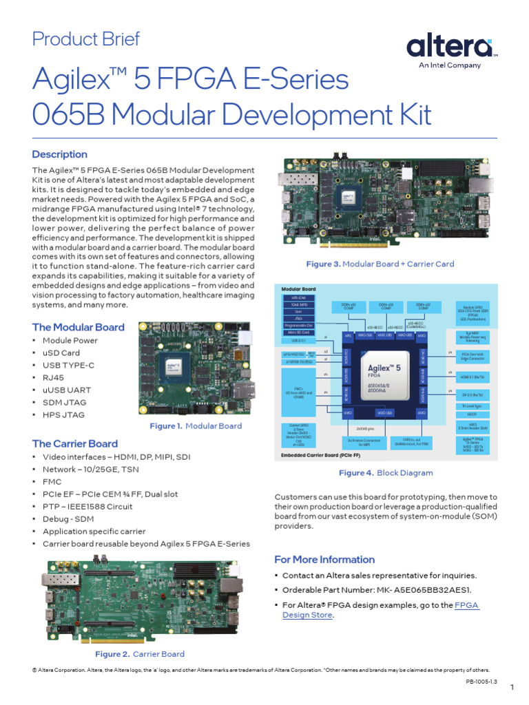 Agilex 5 Fpga e Series 065b Modular Development Kit Product Brief | PDF ...