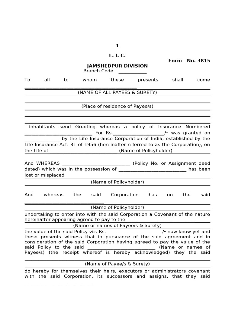 Lic 3815 | PDF | Common Law | Insurance