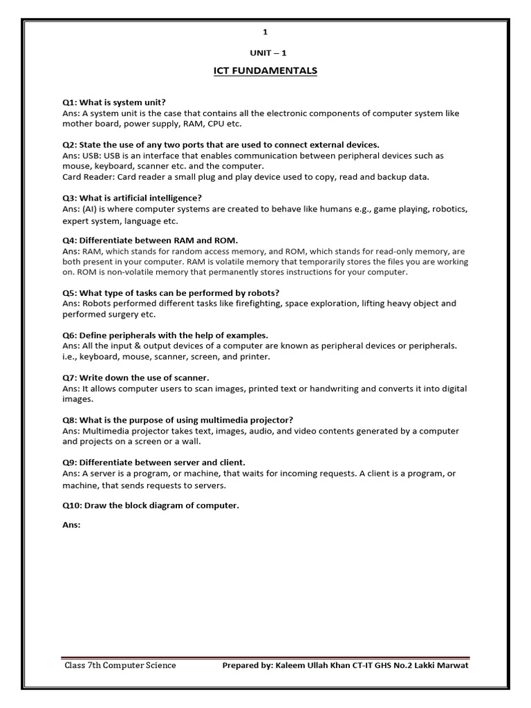 Class 7 Computer Science Curriculum Guide | PDF | Computer Data Storage ...