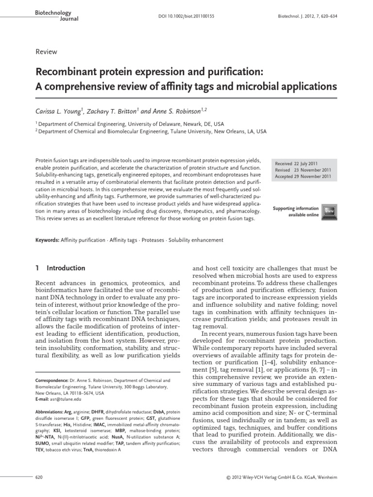 Affinity Tags for Recombinant Protein Purification | PDF | Protein ...