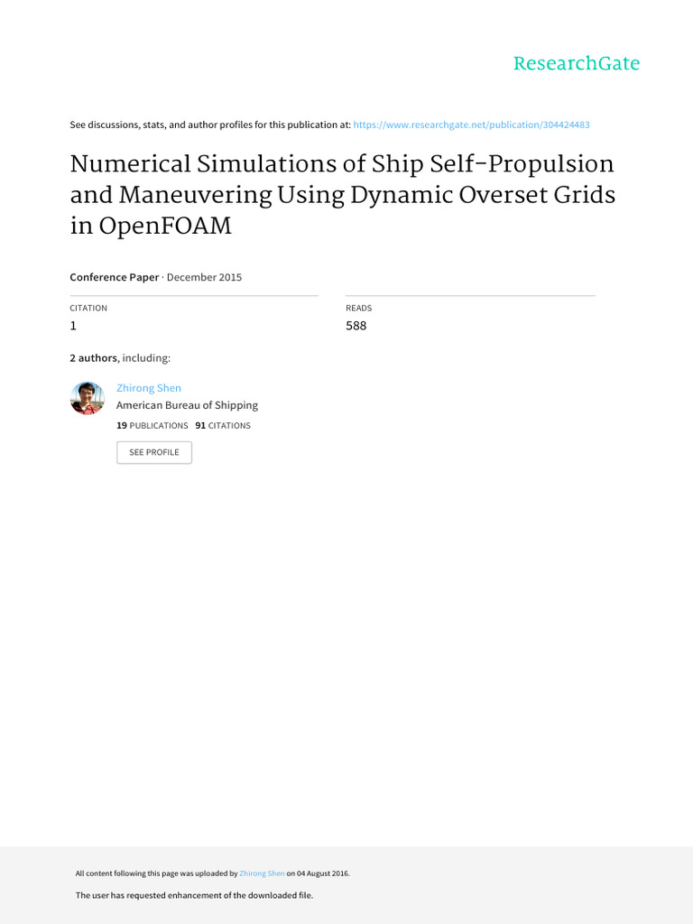 Ship Self-Propulsion Simulations in OpenFOAM | PDF | Computational ...
