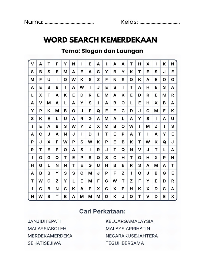 Word Search Slogan Dan Laungan | PDF