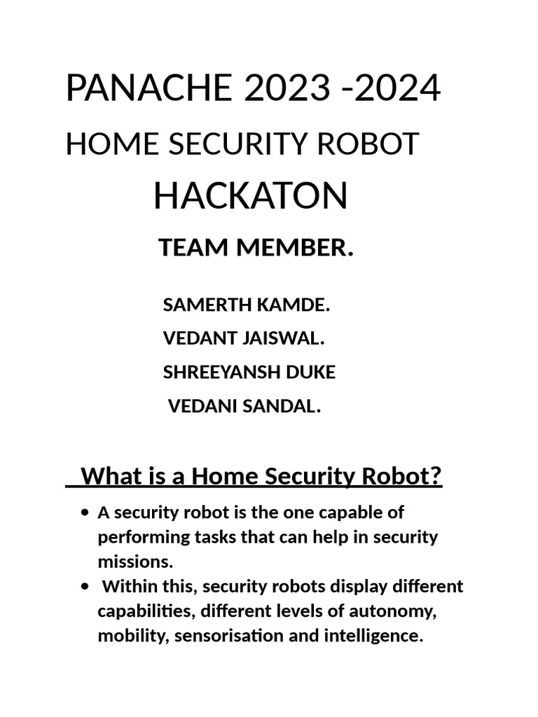 Home Security Robot Overview 2023-2024 | PDF