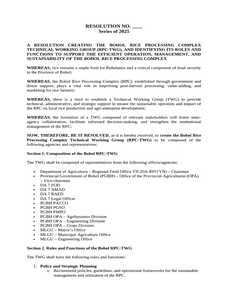 Resolution Creating The RPC TWG | PDF | Capacity Building | Governance