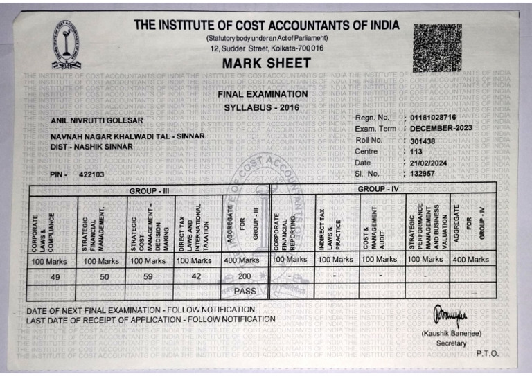 Cma Final Group 3 Result | PDF