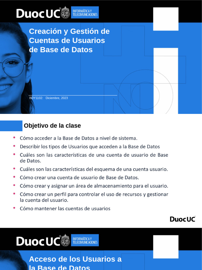 2.4.1 PPT1 Creación y Gestión de Cuentas de Usuarios de Base de Datos1 | PDF