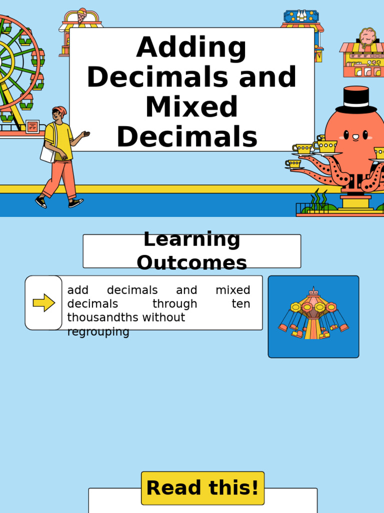 Adding Decimals and Mixed Decimals Through Ten Thousandths Without ...
