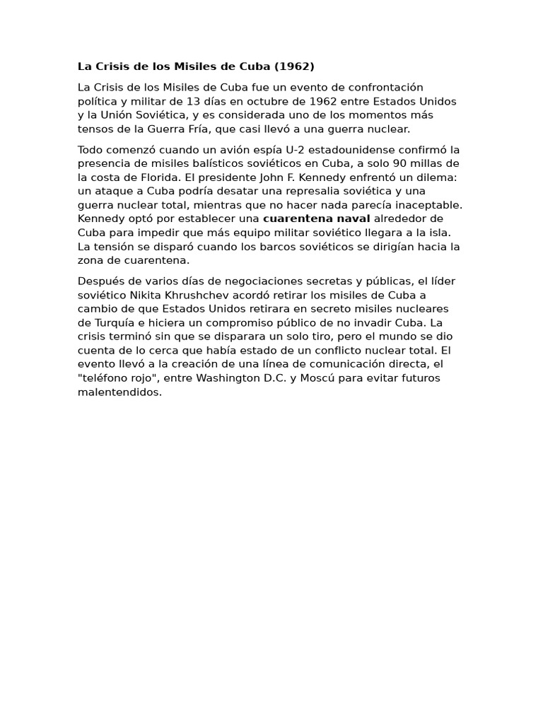 La Crisis de Los Misiles de Cuba | PDF