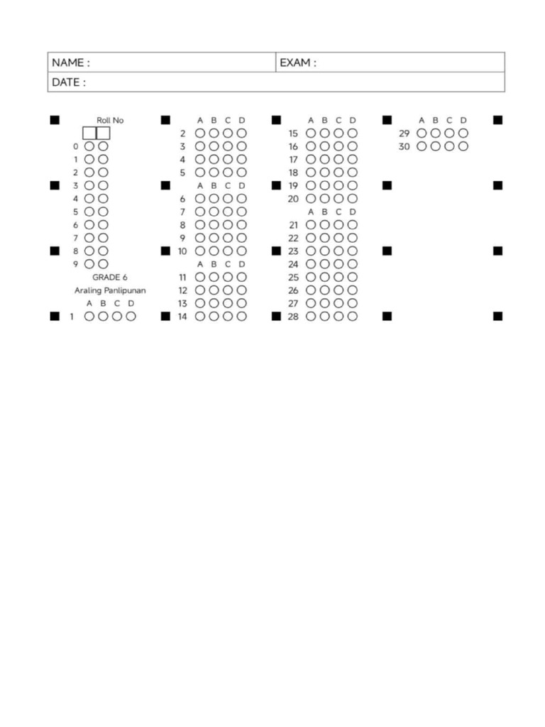 Math Answer Sheet Q1 | PDF