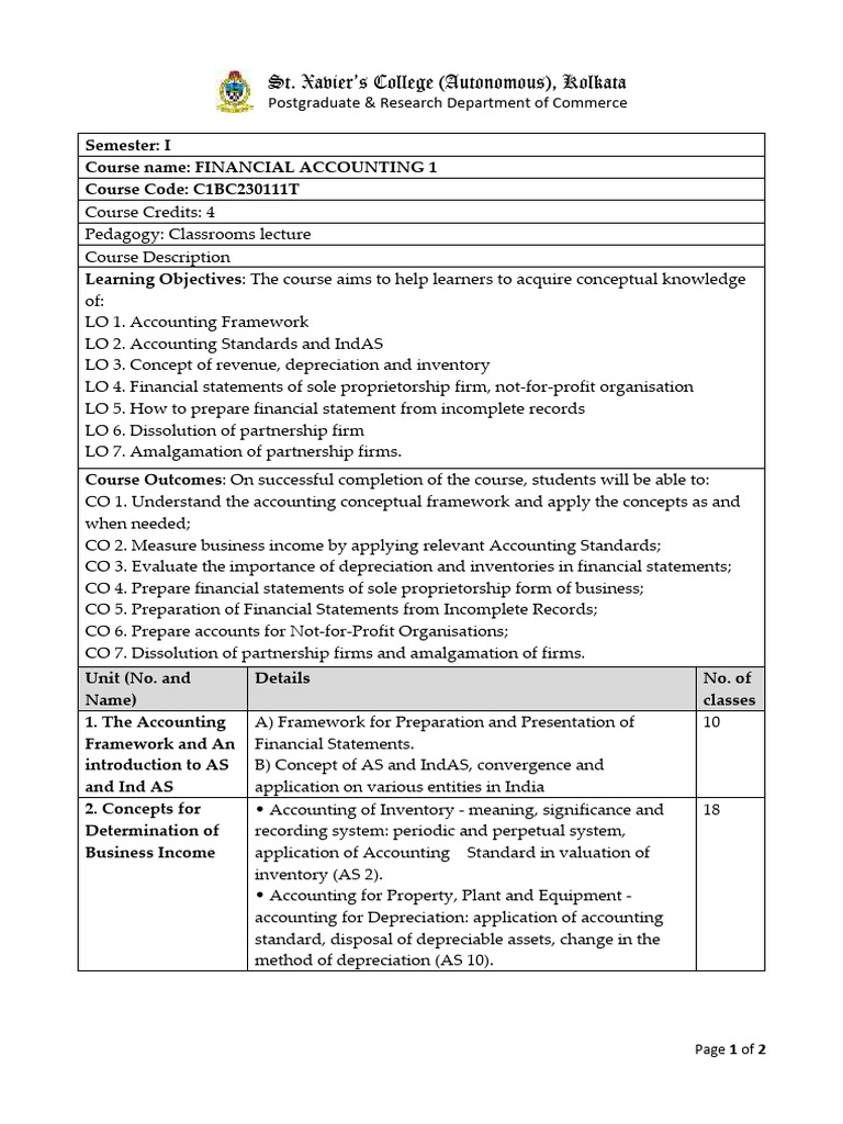 Financial Accounting Course Overview | PDF | Accounting | Financial ...