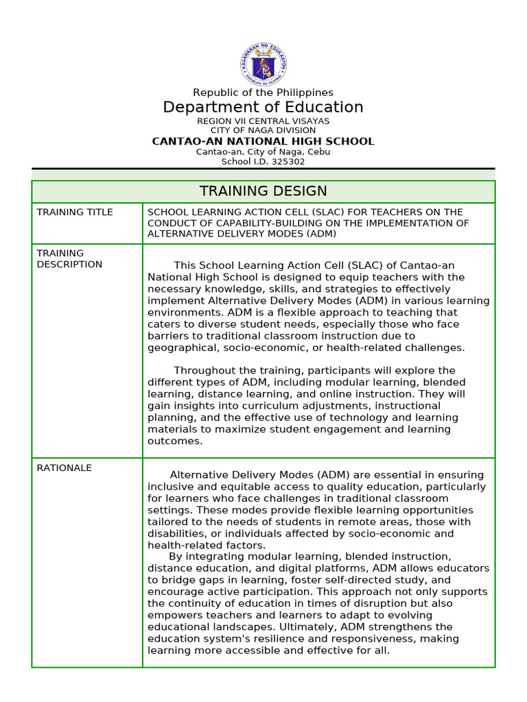 INSET-DESIGN-TRAINING-2022-2023 ADM-home Schooling | PDF | Learning ...