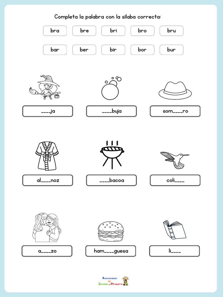 Ejercicios de Sílabas Mixtas para Niños | PDF