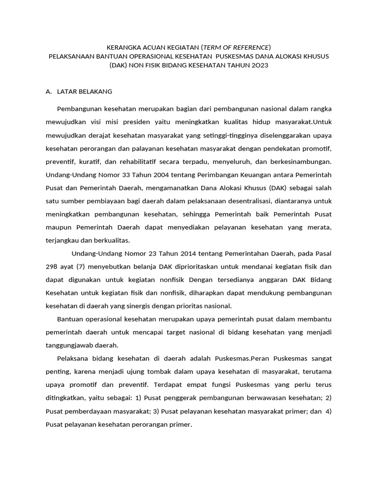 TOR Dan KAK PMT Gizi | PDF