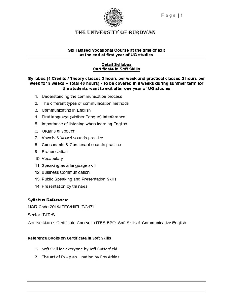 Syllabus Voc Exitpoint Nep2023-2024 | PDF | Entrepreneurship | English Language