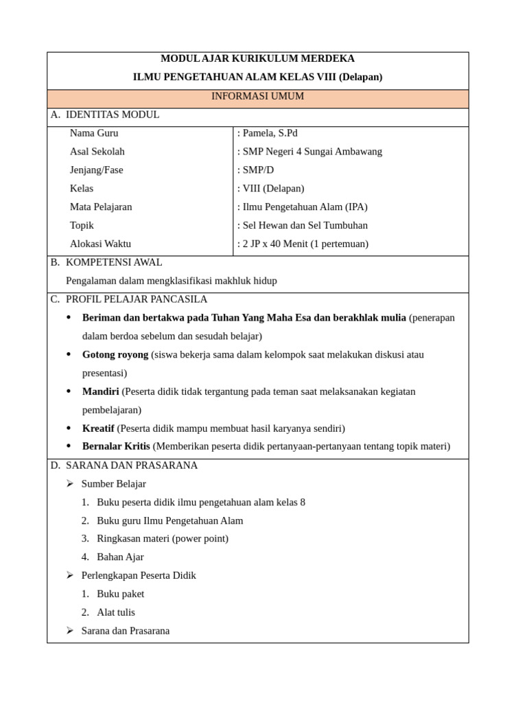 Modul Ajar Kurikulum Merdeka Discovery Learning | PDF