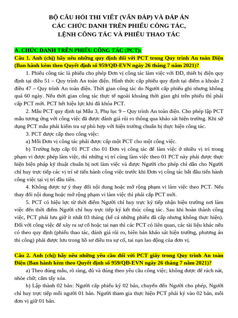 05-Cau Hoi Va Dap An Thi Viet Chuc Danh PCT, LCT, PTT | PDF