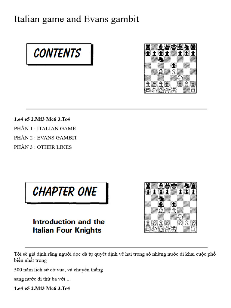 Italian Game and Evans Gambit . | PDF