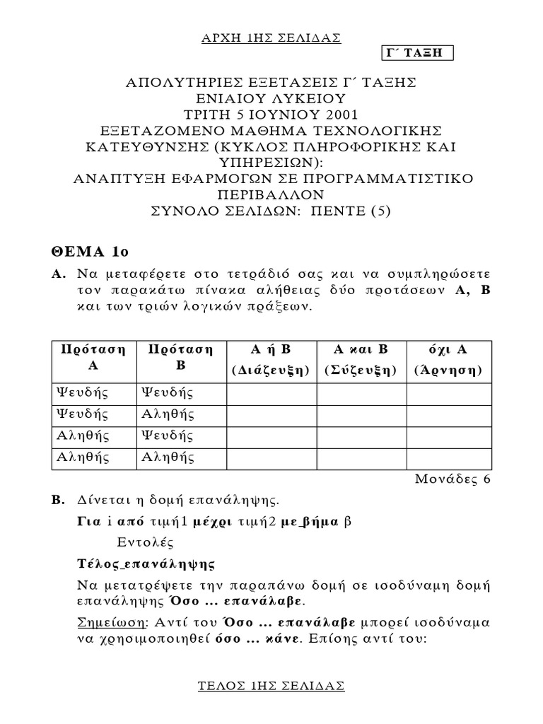 1. ΘΕΜΑΤΑ ΑΕΠΠ ΓΕΛ ΗΜΕΡΗΣΙΑ | PDF