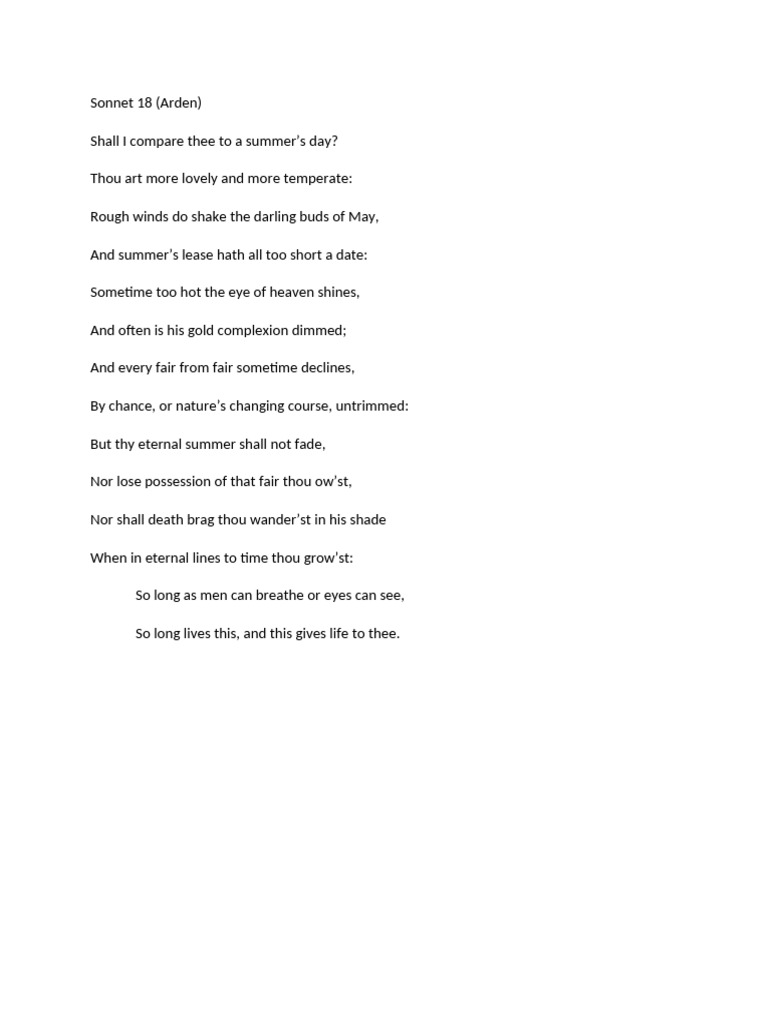 Sonnet 18 Analysis and Insights | PDF