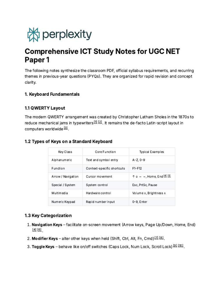 Comprehensive ICT Study Notes For UGC NET Paper 1 | PDF | Computer ...