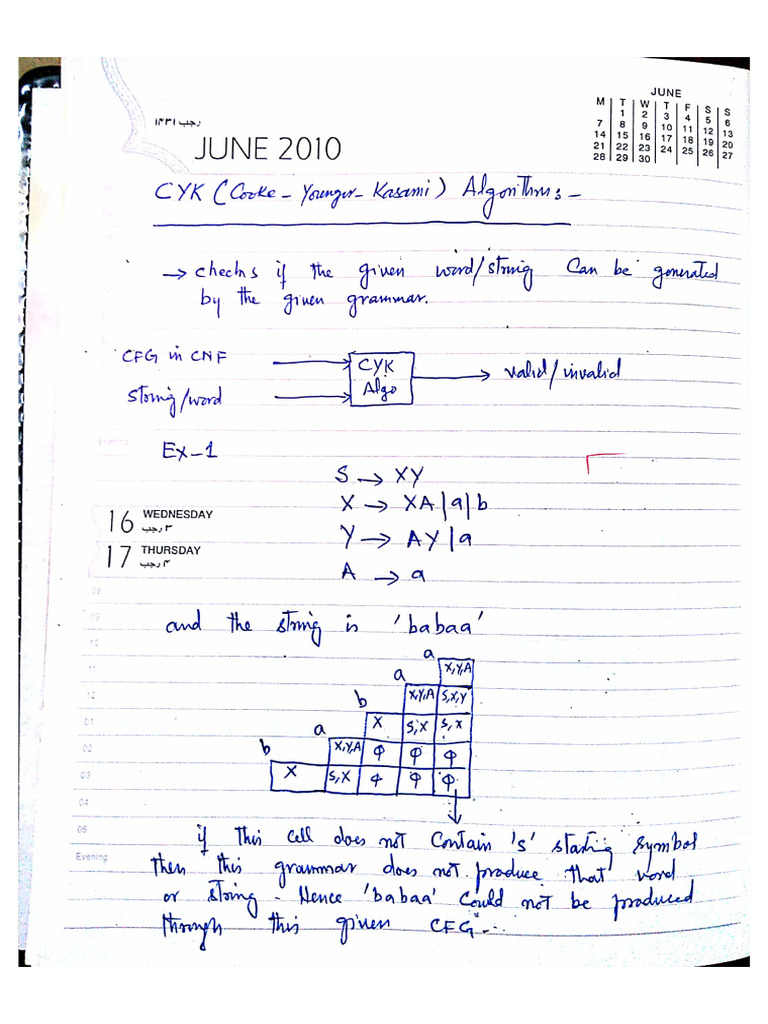 Lecture 15 CYK Algorithm | PDF