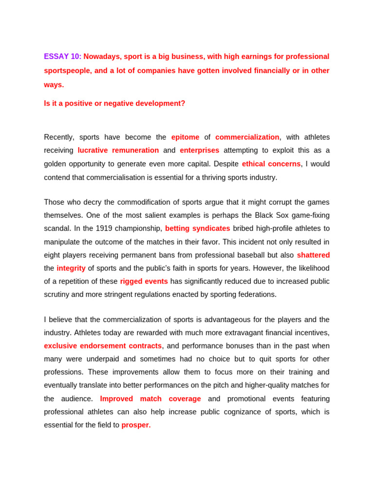 The Impact of Sports Commercialization | PDF | Chess Theory | Chess