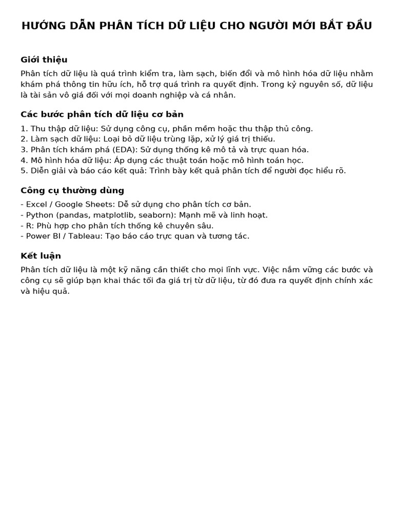 Huong Dan Phan Tich Du Lieu | PDF