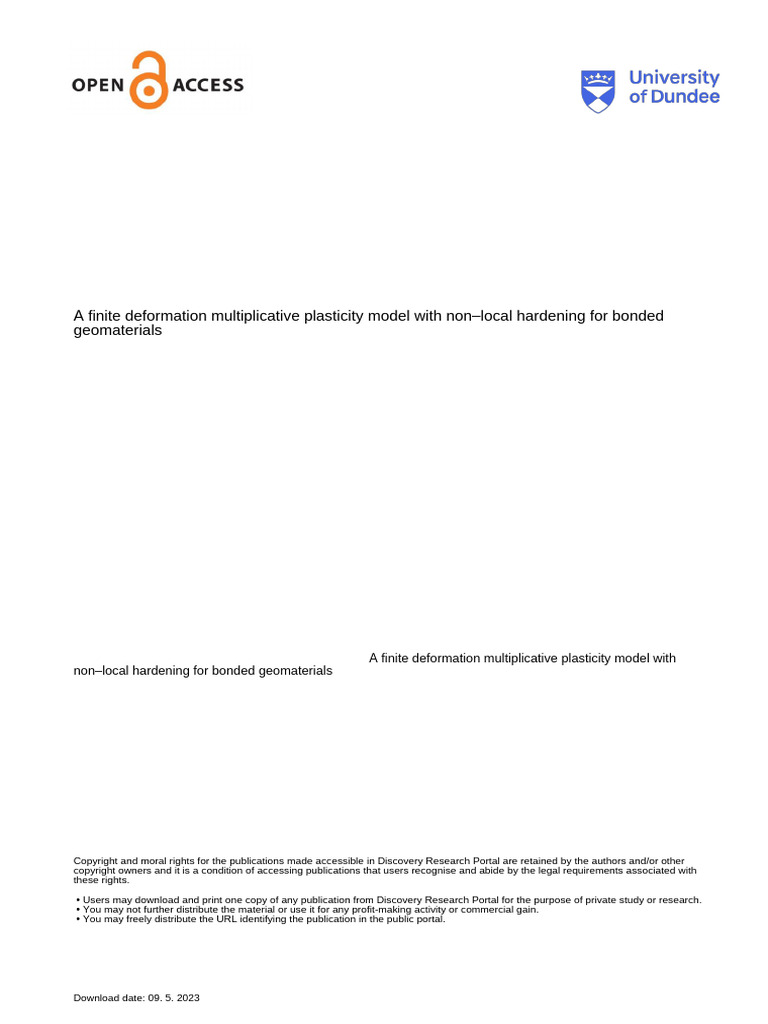 A Finite Deformation Multiplicative Plasticity Model With Non-Local ...