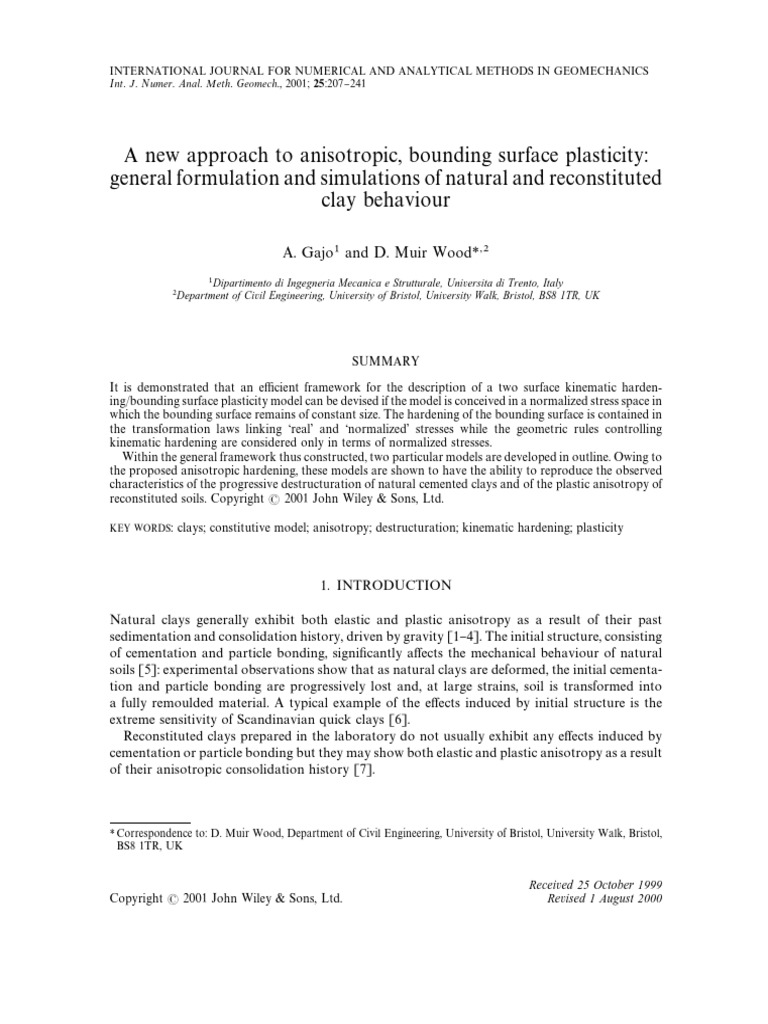 A New Approach to Anisotropic Bounding Surface Plasticity General ...