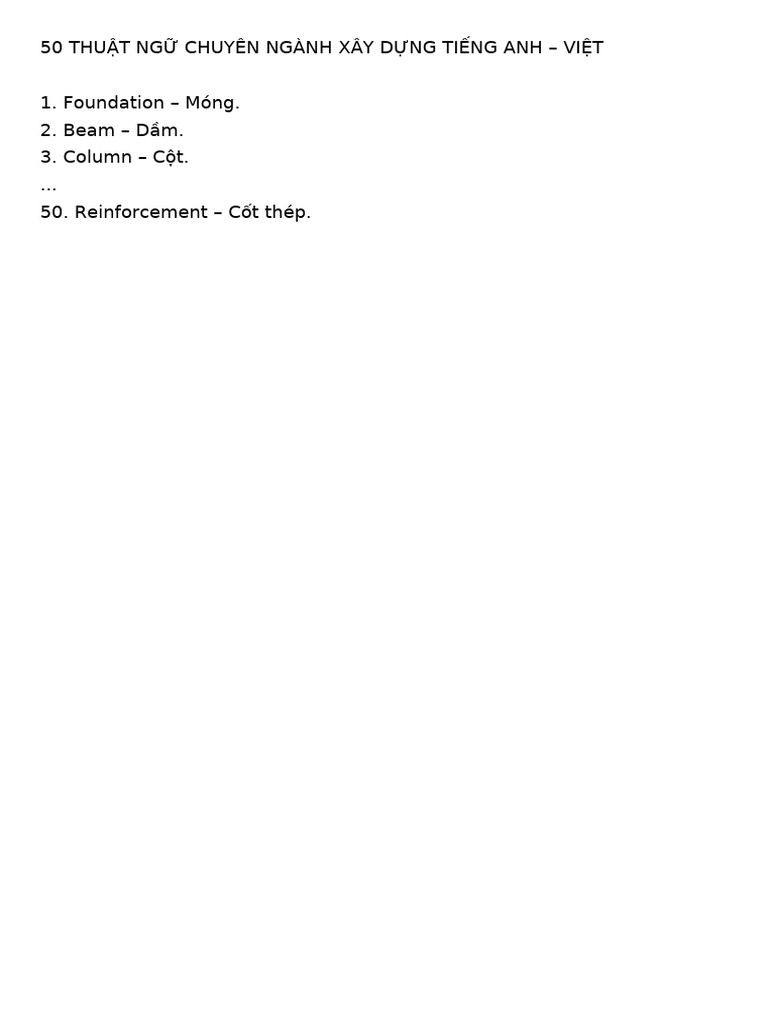 50 Thuat Ngu Xay Dung | PDF