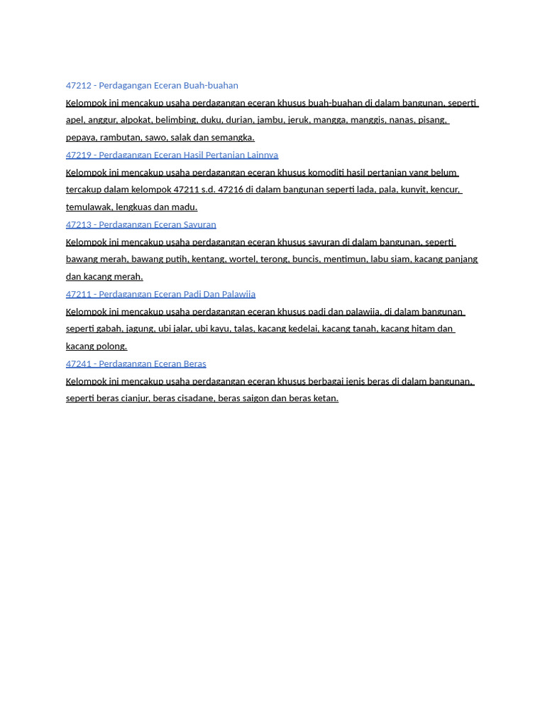 Perdagangan Eceran Hasil Pertanian | PDF