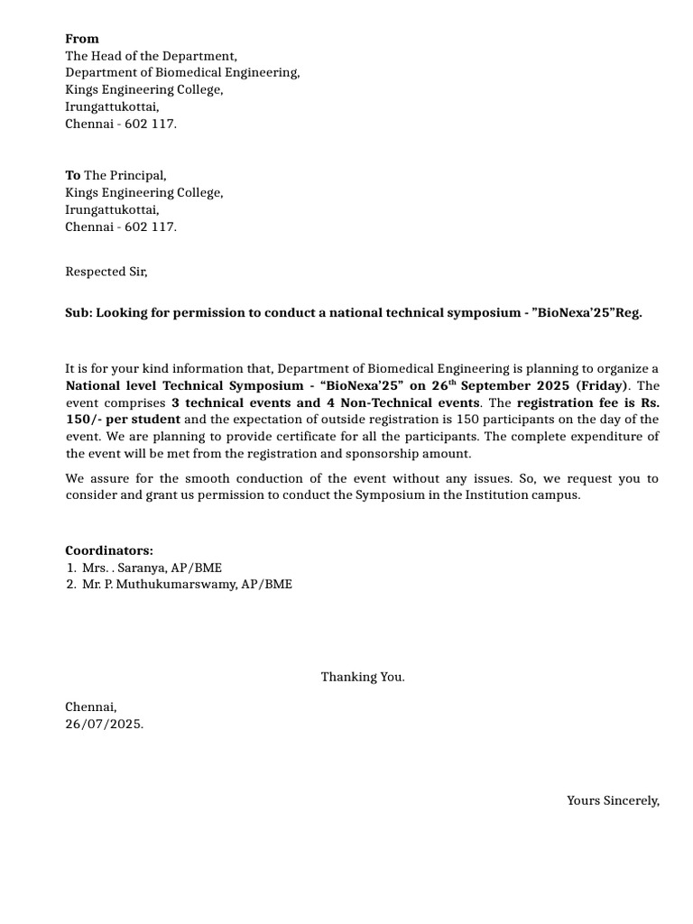 Sympo Req Letter | PDF