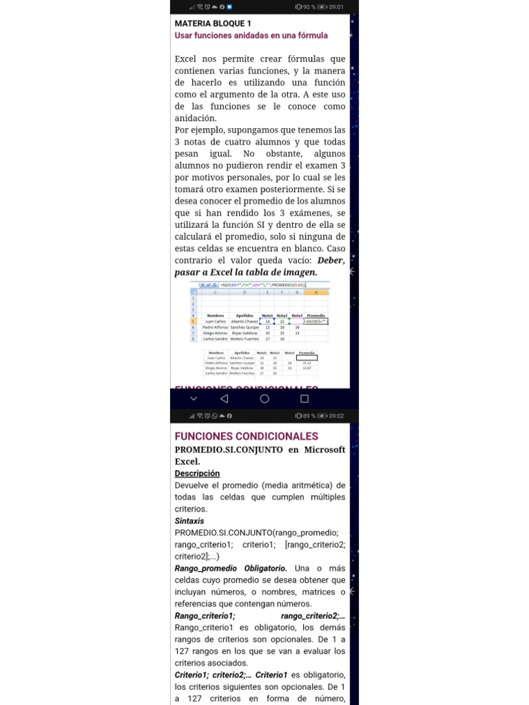 Funciones Anidadas en Excel | PDF