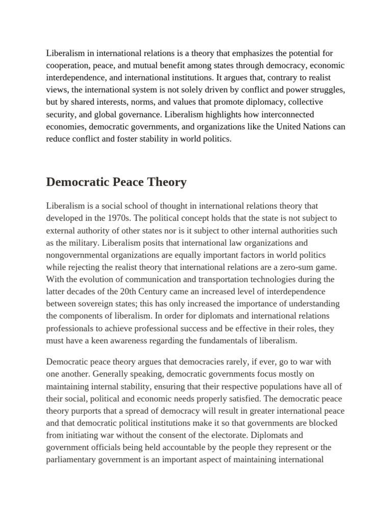 Components of Liberalism | PDF | International Relations | Liberalism