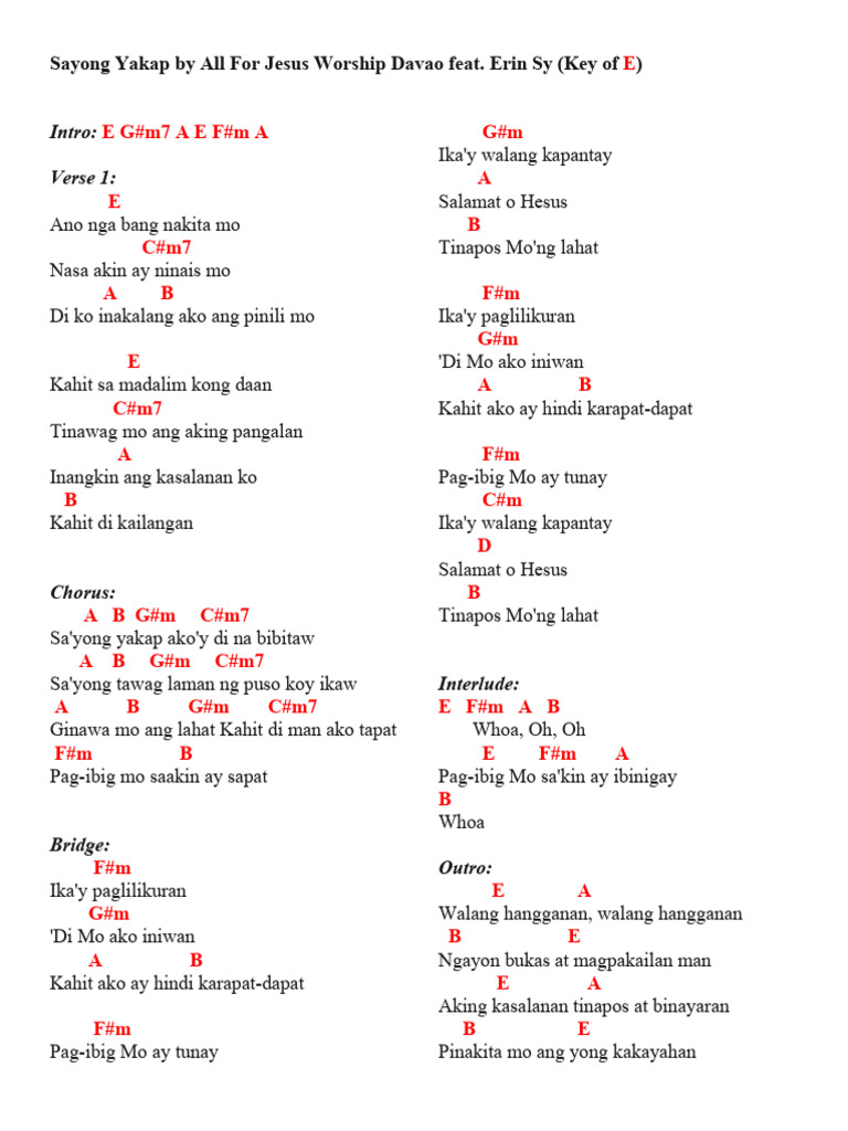 Sayong Yakap Chords | PDF